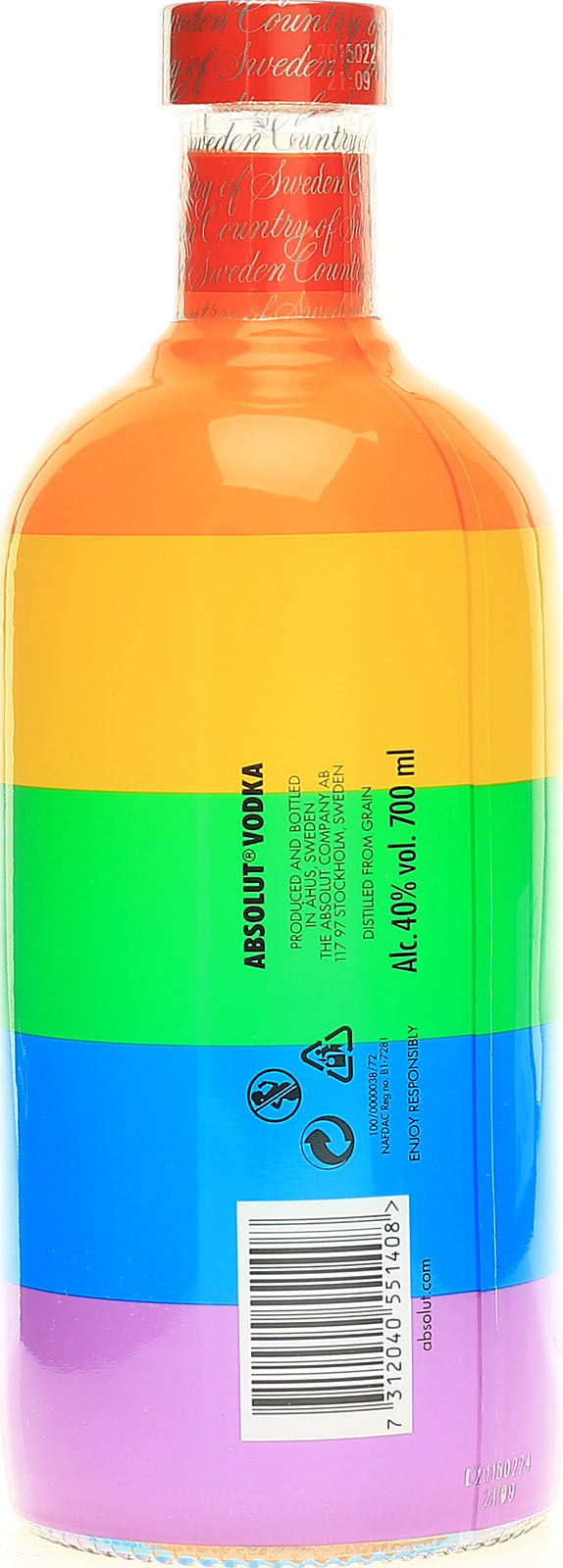 Absolut Colors Vodka – Pride mit 0,7 Liter 40 % Vol. im