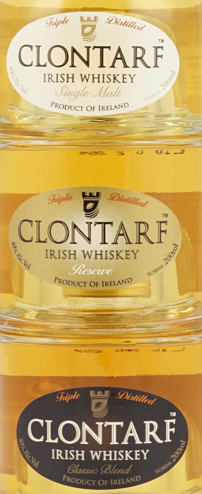 Clontarf Trinity Irish Whiskey Geschenkset mit 3 x 0,2