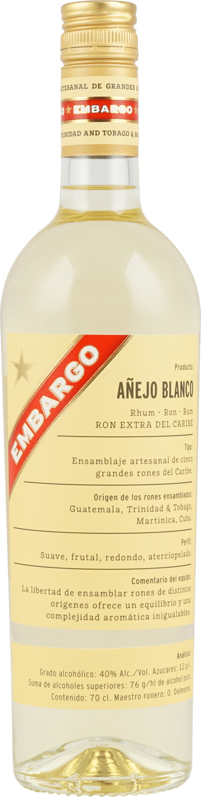 Embargo Anejo Blanco Rum - Guter Karibik Rum mit 700 ml