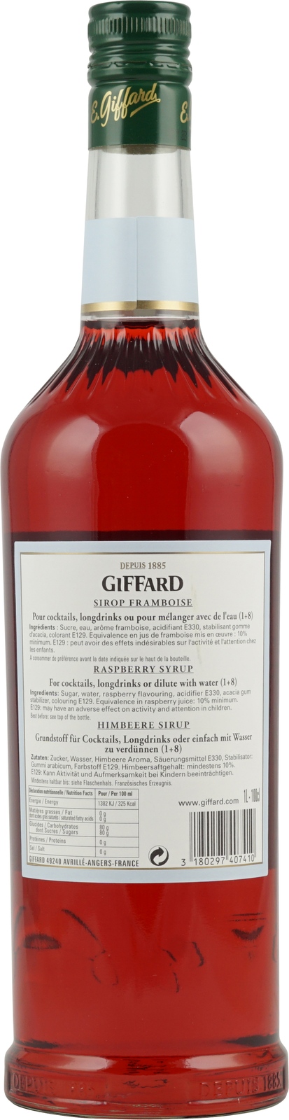 Giffard Himbeer (Framboise, Raspberry) Sirup, aromatisc