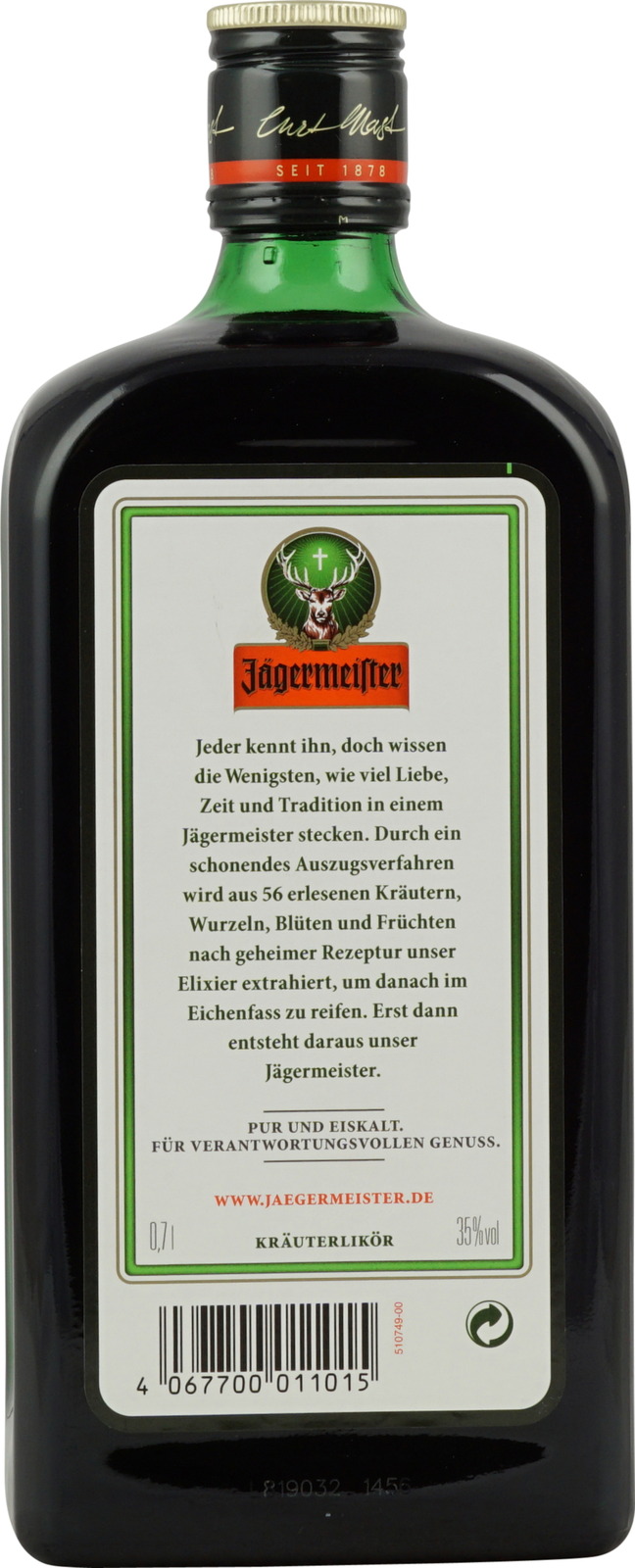 Jägermeister 0,7 Liter 35, Kult mit Hirschlogo