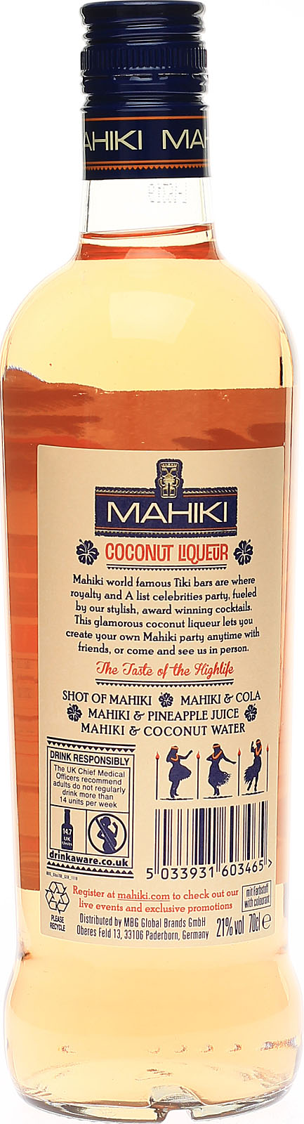 Mahiki Coconut Liqueur + Tiki Becher, köstliche und tre