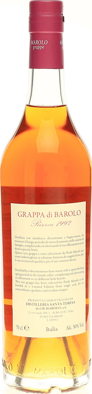 Marolo Grappa di Barolo Jahrgang 1992 Exzellenter Grapp