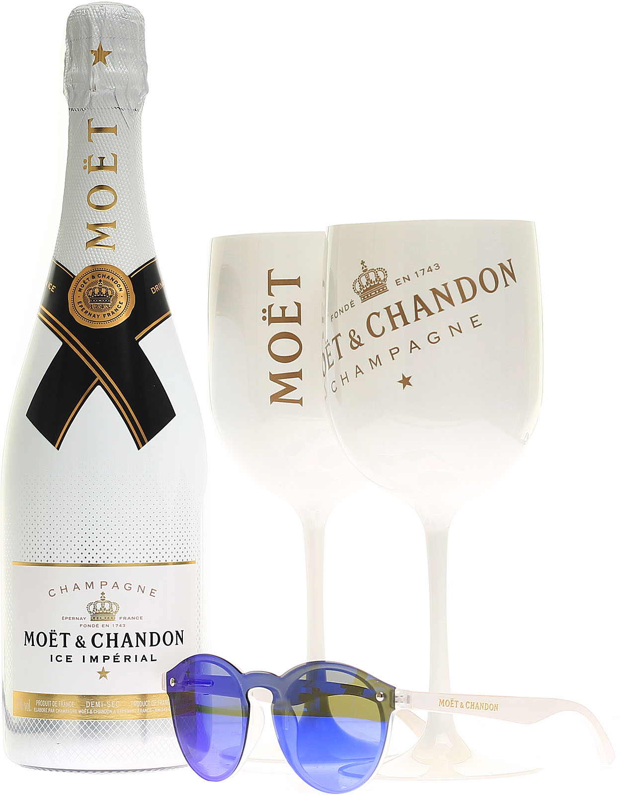 Moet Ice Champagner 0,75 Liter im Sommerset mit 2 Moet Ice Kelchen, 1 ...