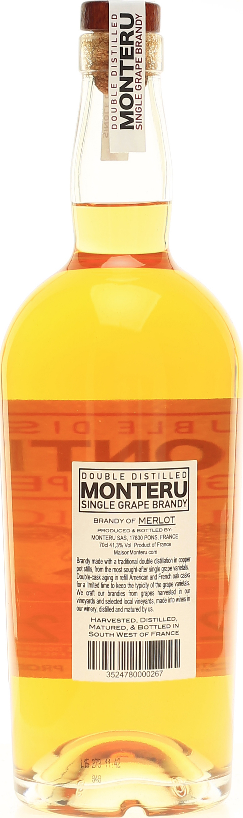 Monteru Merlot French Single Grape Brandy, preisgekrönt