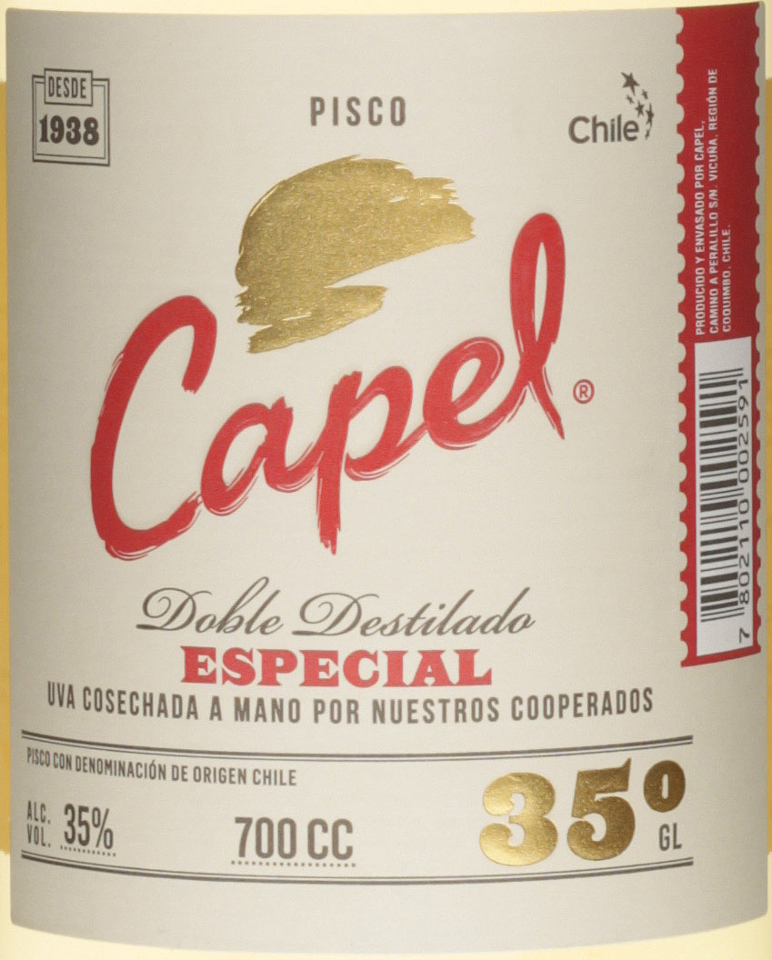 Pisco Capel aus Trauben in Chile hergestellt