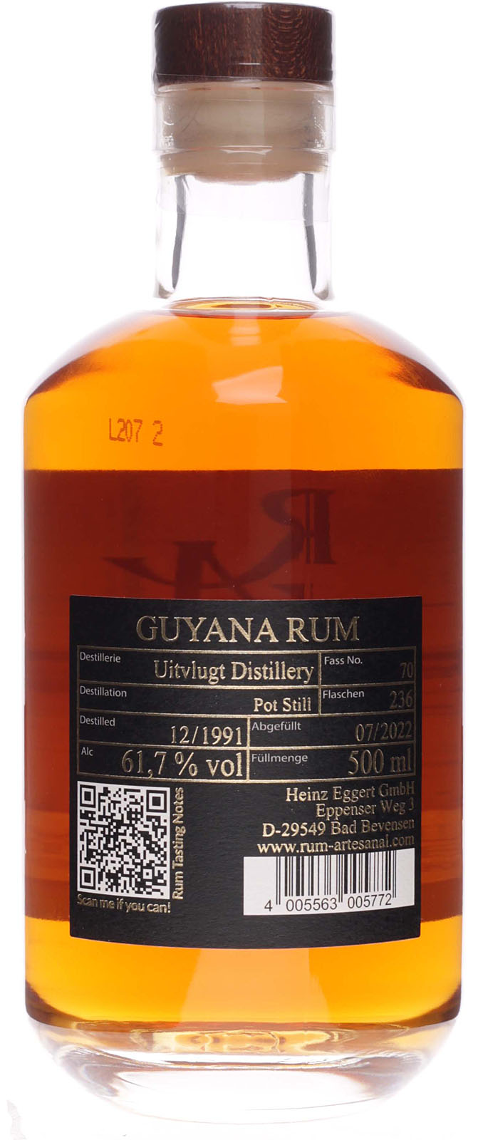 RA Rum Artesanal Guyana 1991 Uitvlugt 0,5 Liter 61,7 %