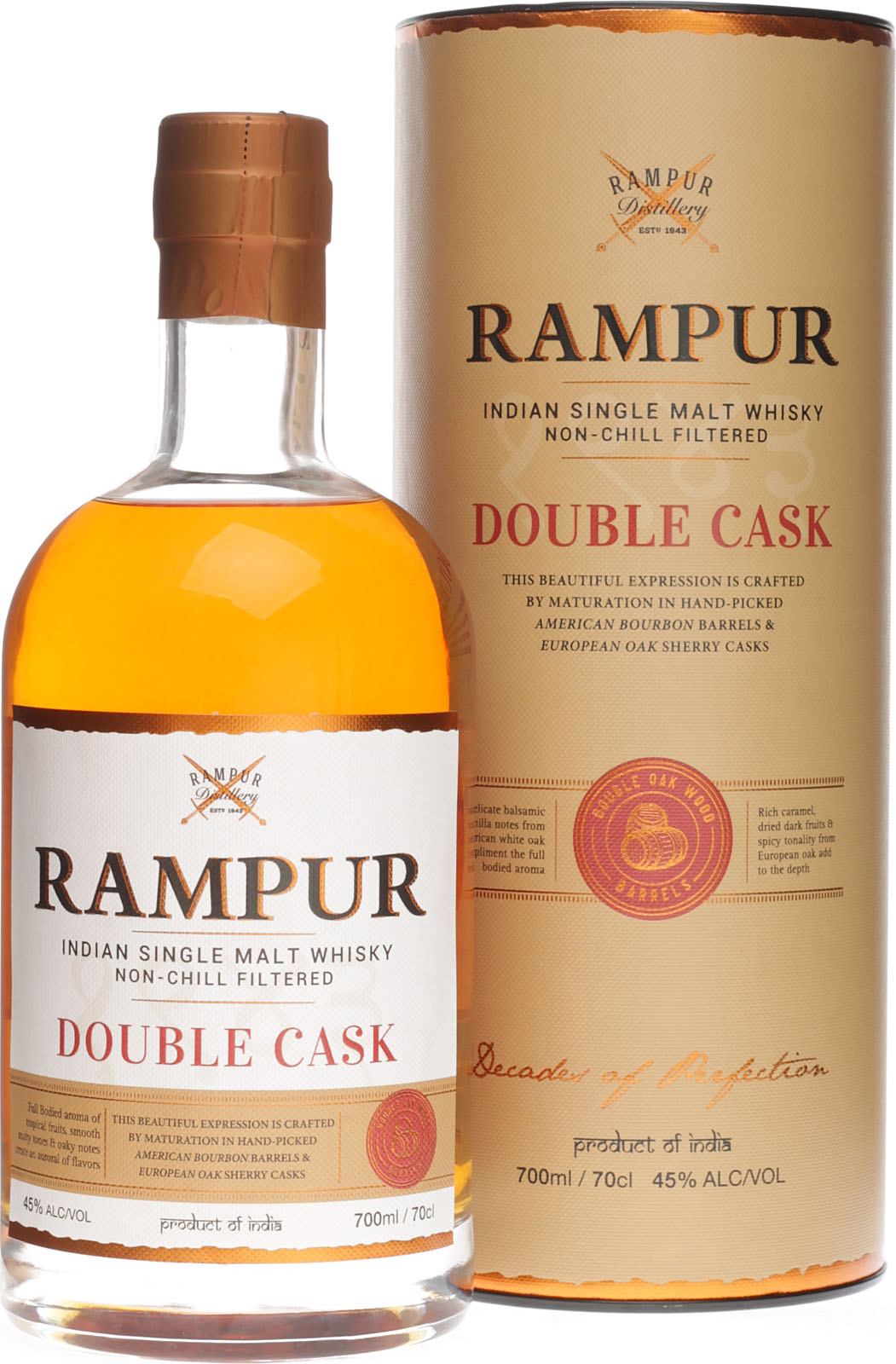 Rampur Double Cask 0,7 Liter 45 % Vol.