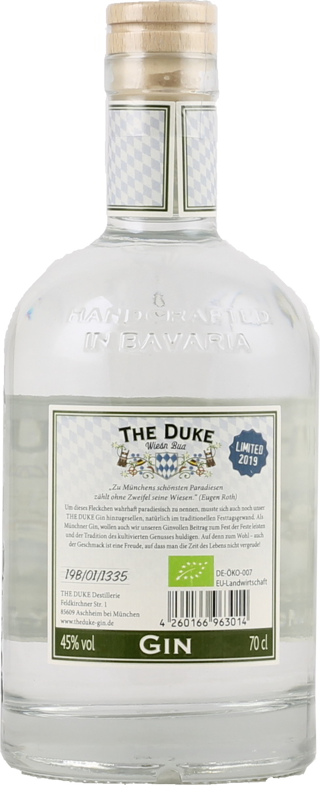 The Duke Munich Dry Gin Wiesn Edition BUA BIO, Gaudi