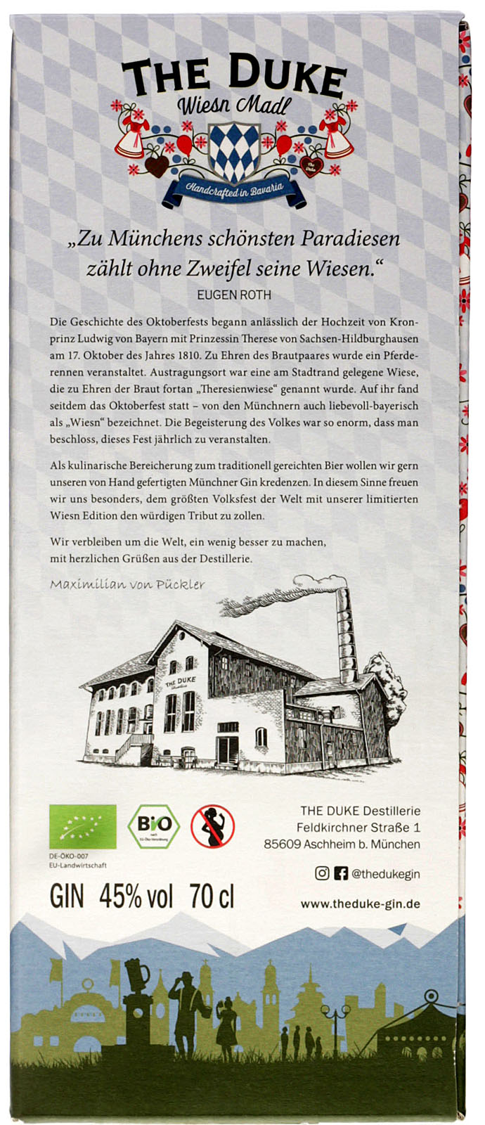 The Duke Munich Dry Gin Wiesn Edition MADL BIO, Gaudi
